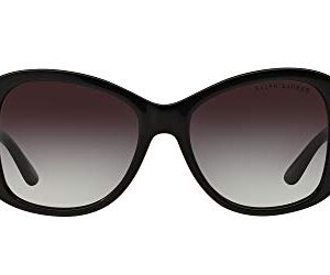 Ralph by Ralph Lauren Women's RL8144 Rectangular Sunglasses, Black/Grey Gradient, 56 mm