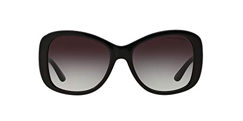 Ralph by Ralph Lauren Women's RL8144 Rectangular Sunglasses, Black/Grey Gradient, 56 mm