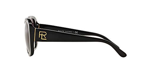 Ralph by Ralph Lauren Women's RL8144 Rectangular Sunglasses, Black/Grey Gradient, 56 mm