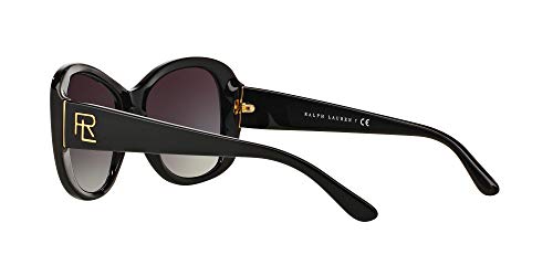 Ralph by Ralph Lauren Women's RL8144 Rectangular Sunglasses, Black/Grey Gradient, 56 mm