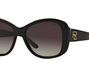 Ralph by Ralph Lauren Women's RL8144 Rectangular Sunglasses, Black/Grey Gradient, 56 mm