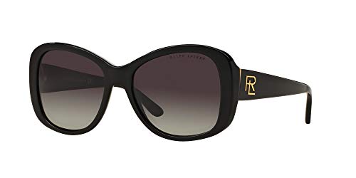 Ralph by Ralph Lauren Women's RL8144 Rectangular Sunglasses, Black/Grey Gradient, 56 mm