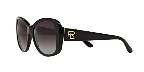 Ralph by Ralph Lauren Women's RL8144 Rectangular Sunglasses, Black/Grey Gradient, 56 mm