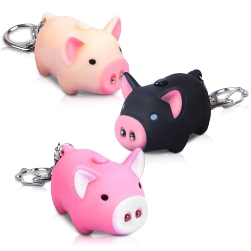 KETAR 3Pcs Pig Keychain Cute Backpack Keychain - Pig Funny Keychain Led Light Backpack Keychain Flashlight - Led Light Keychain Animal Backpack Pig Women Keychain Led Flashlight