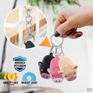 KETAR 3Pcs Pig Keychain Cute Backpack Keychain - Pig Funny Keychain Led Light Backpack Keychain Flashlight - Led Light Keychain Animal Backpack Pig Women Keychain Led Flashlight