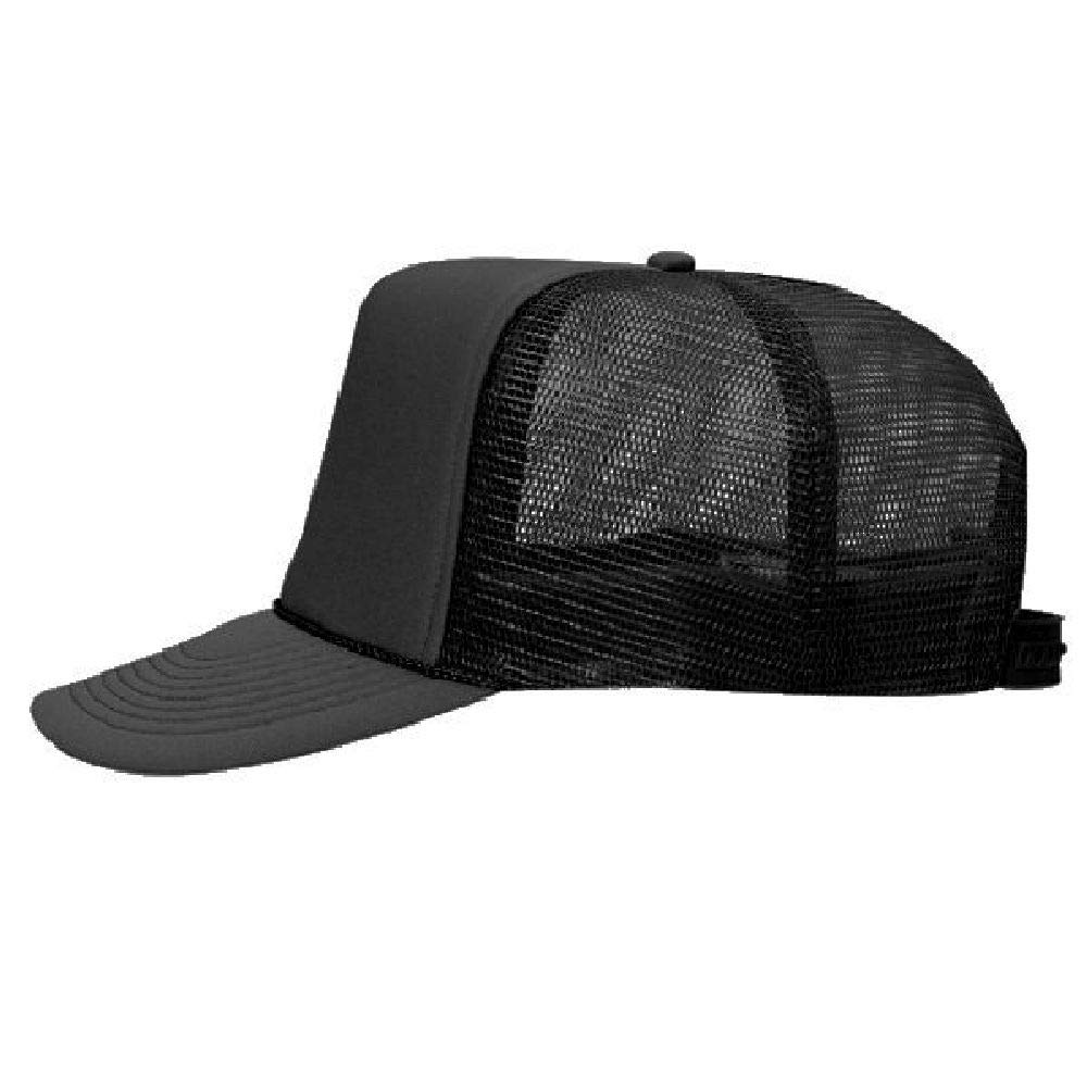 Otto Polyester Foam Front 5 Panel High Crown Mesh Back Trucker Hat - Black