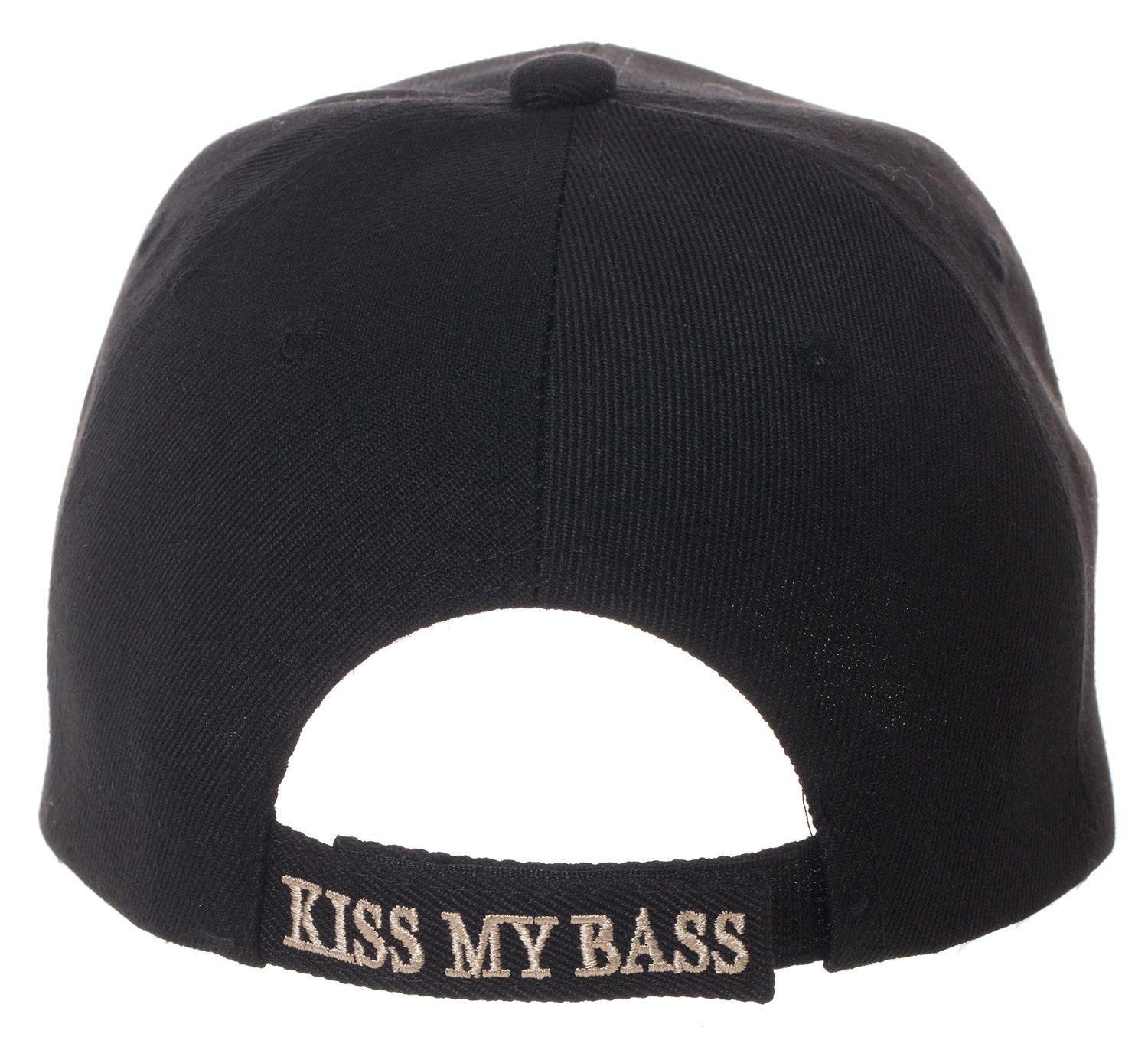 Kiss My Bass Baseball Cap - Funny Fishing Fisherman Gift - Embroidered Hat (Black, Baseball)