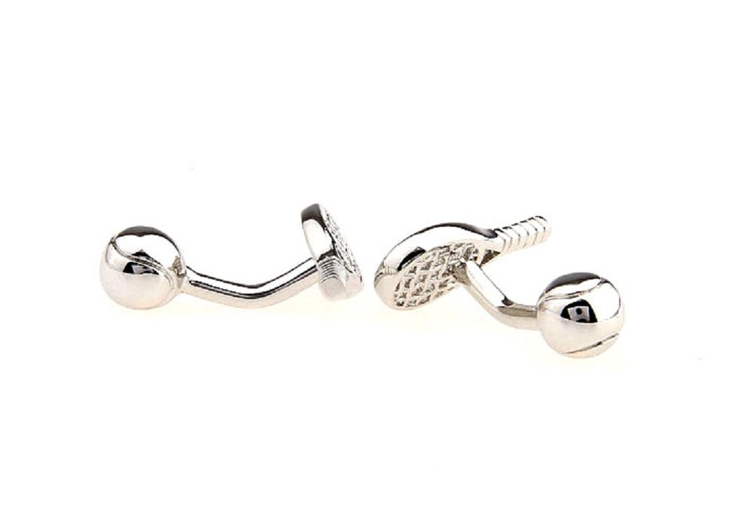 MRCUFF Tennis Racquet and Ball Pair Cufflinks in a Presentation Gift Box & Polishing Cloth