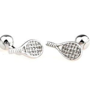 MRCUFF Tennis Racquet and Ball Pair Cufflinks in a Presentation Gift Box & Polishing Cloth