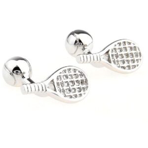 MRCUFF Tennis Racquet and Ball Pair Cufflinks in a Presentation Gift Box & Polishing Cloth