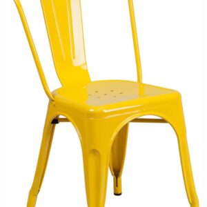 Flash Furniture Commercial Grade 31.5" Square Yellow Metal Indoor-Outdoor Table Set with 4 Stack Chairs