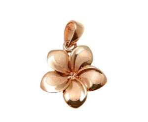 arthur's jewelry 14k solid pink rose gold hawaiian 13mm plumeria flower charm pendant