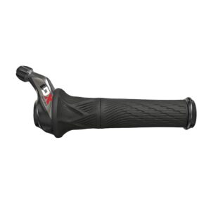 sram x01 eagle 12-speed gripshift shifter with discrete clamp, black with red logo