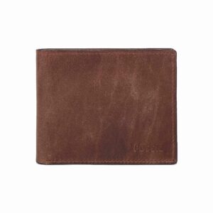 fossil men's derrick leather rfid-blocking bifold passcase with removable card case wallet, brown, (model: ml3771200)