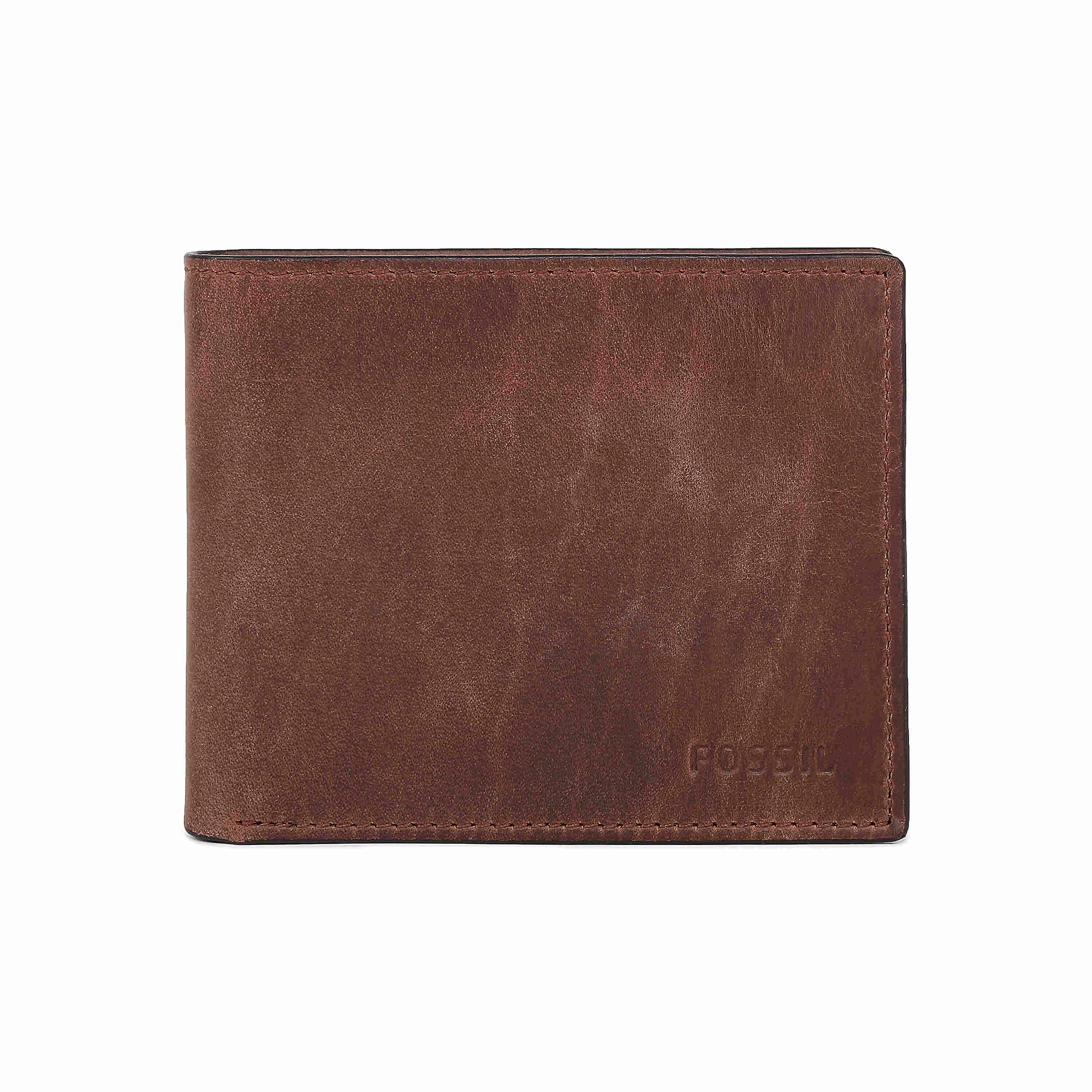 Fossil Men's Derrick Leather RFID-Blocking Bifold Passcase with Removable Card Case Wallet, Brown, (Model: ML3771200)