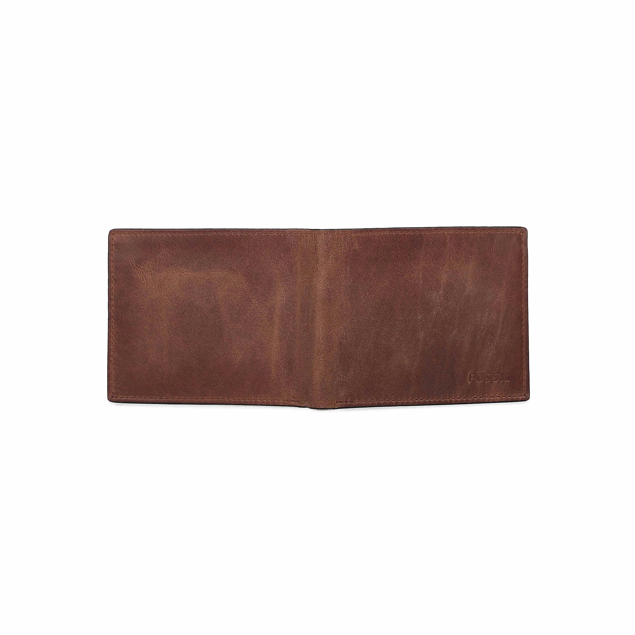 Fossil Men's Derrick Leather RFID-Blocking Bifold Passcase with Removable Card Case Wallet, Brown, (Model: ML3771200)