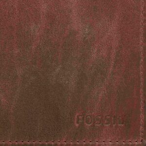 Fossil Men's Derrick Leather RFID-Blocking Bifold Passcase with Removable Card Case Wallet, Brown, (Model: ML3771200)