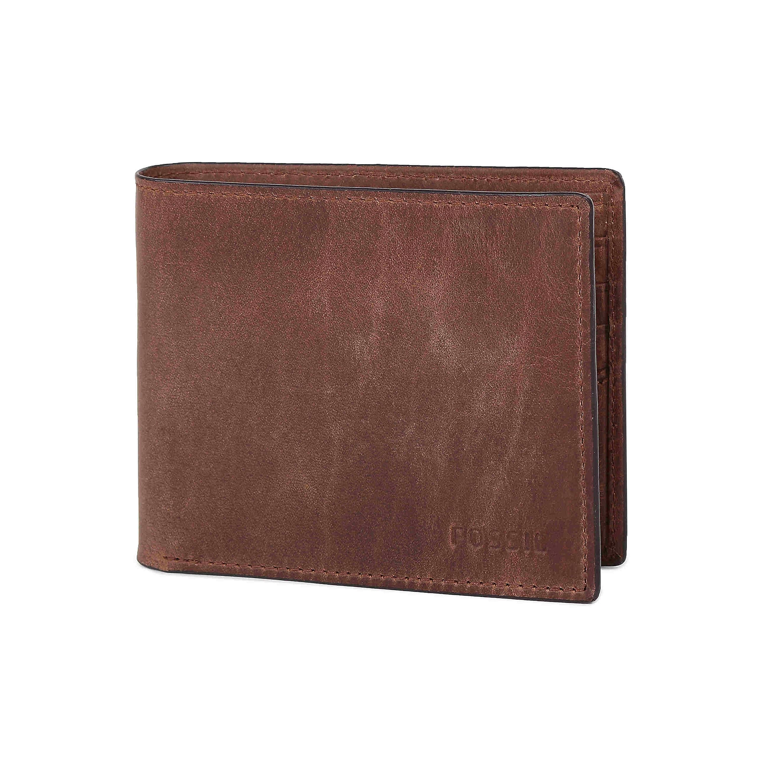 Fossil Men's Derrick Leather RFID-Blocking Bifold Passcase with Removable Card Case Wallet, Brown, (Model: ML3771200)