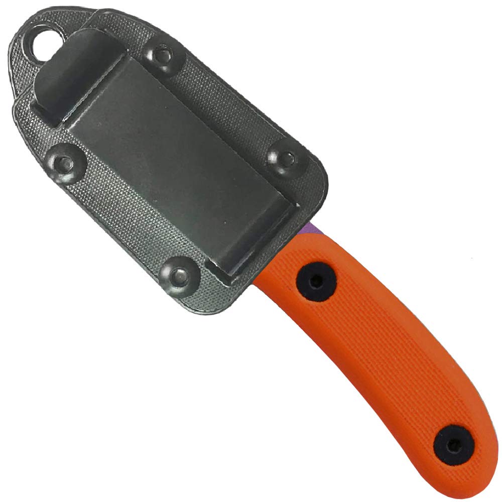 ESEE Knives Candiru Fixed Blade Knife with Molded Polymer Sheath (Orange G10 Handle, Purple Blade)