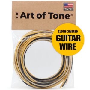 the art of tone gavitt cloth wire, 22 gauge guitar wire, pushback wire for electric guitar upgrades kits, and wiring harness, 22awg 7-strand pre-tinned copper wire 10ft of each black/white/yellow