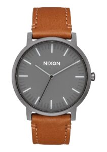 nixon porter leather a1058 50m water resistant men’s watch (20-18mm leather band and 40mm watch face)