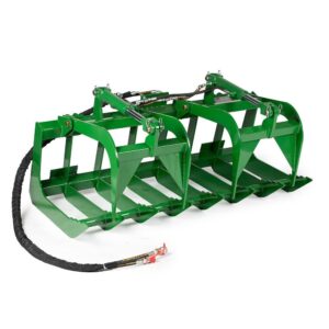 titan attachments 60in economy grapple bucket attachment fits john deere tractors, 3/8in thick steel frame, hook and pin mounting system