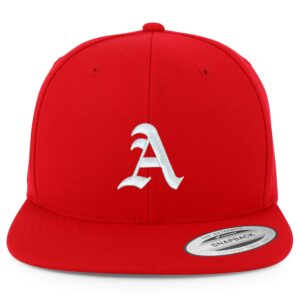 trendy apparel shop old english a embroidered flat bill snapback cap - red