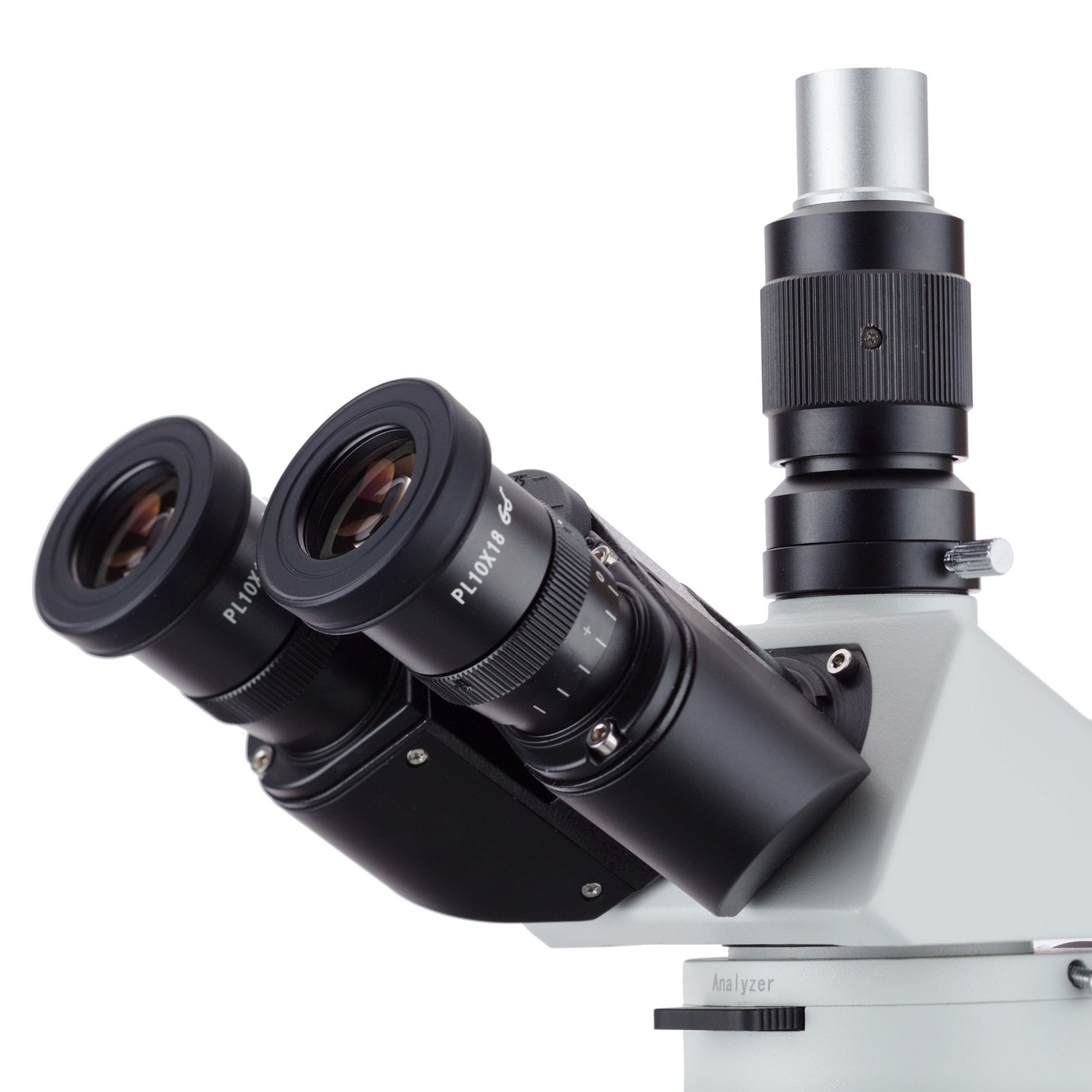 AmScope ME508 Series Compact Trinocular Metallurgical Upright Compound Microscope 40X-800X Magnification Dual-Illumination Polarized Light with 18MP USB 3.0 C-Mount Camera