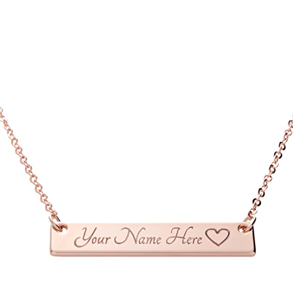 Petite Boutique Customizable Your Name Bar Necklace - Custom Jewelry - Personalized Gift Plated in 16k Rose Gold