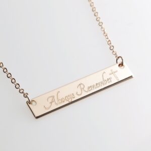 Petite Boutique Customizable Your Name Bar Necklace - Custom Jewelry - Personalized Gift Plated in 16k Rose Gold