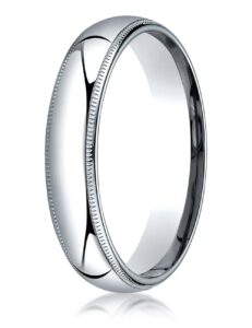 platinum 5mm slightly domed super light comfort-fit wedding band/ring with milgrain size 5.5