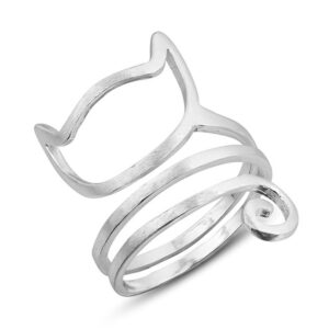 hi-summer jewelry helen de lete innovative cat kitty sterling silver ring small size