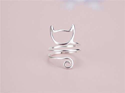 Hi-Summer Jewelry Helen de Lete Innovative Cat Kitty Sterling Silver Ring Small Size