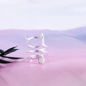 Hi-Summer Jewelry Helen de Lete Innovative Cat Kitty Sterling Silver Ring Small Size