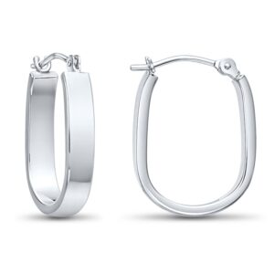 14k white gold small oval hoop earrings, 0.7" diameter……