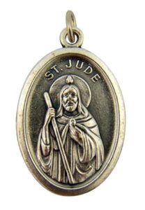 religious gifts silver toned base saint jude patron of lost causes pendant medal, 1 inch