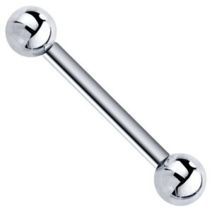 freshtrends 14g 5/8" 14k white gold straight barbell tongue nipple ring