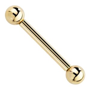 freshtrends 14g 3/4" 14k yellow gold straight barbell tongue nipple ring