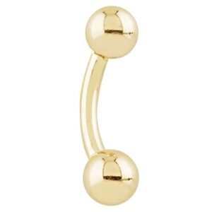 freshtrends 14g 1/4" 14k yellow gold curved bent barbell belly eyebrow ring