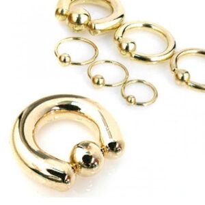 inspiration dezigns 14g, 12g, 10g gold plated captive bead ring - sold individually (10g, length: 1/2")