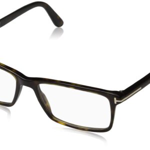 TOM FORD Men's TF 5408 Rectangular Eyeglasses 56mm, Shiny Classic Dark Havana, Shiny Rose Gold "T" Log, 56/16/145