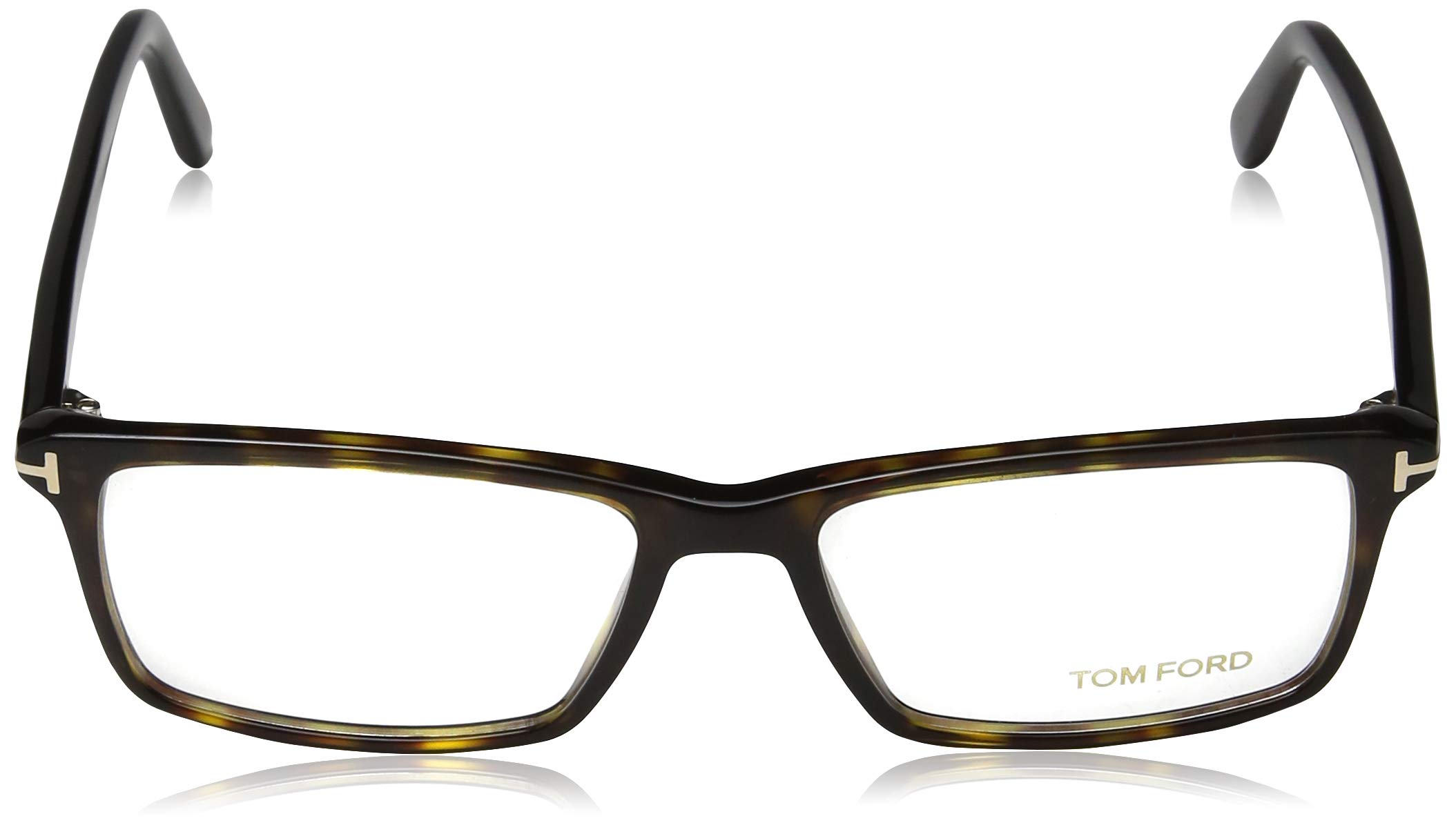 TOM FORD Men's TF 5408 Rectangular Eyeglasses 56mm, Shiny Classic Dark Havana, Shiny Rose Gold "T" Log, 56/16/145