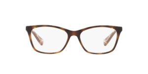 ralph by ralph lauren women's ra7071 cat eye prescription eyewear frames, shiny dark havana/demo lens, 52 mm