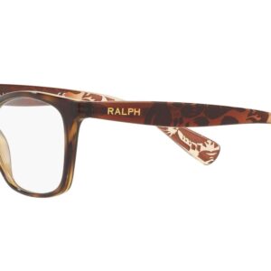 Ralph by Ralph Lauren Women's RA7071 Cat Eye Prescription Eyewear Frames, Shiny Dark Havana/Demo Lens, 52 mm