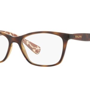 Ralph by Ralph Lauren Women's RA7071 Cat Eye Prescription Eyewear Frames, Shiny Dark Havana/Demo Lens, 52 mm