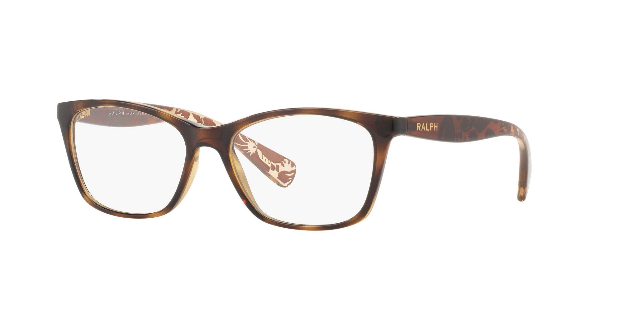 Ralph by Ralph Lauren Women's RA7071 Cat Eye Prescription Eyewear Frames, Shiny Dark Havana/Demo Lens, 52 mm