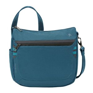 travelon anti-theft active medium crossbody messenger bag, teal