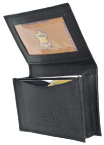 genuine leather expandable credit card outside id business card holder wallet 070bk