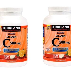 Kirkland Vitamin C (500 mg), Tangy Orange, Chewable Tablets, 500 Count (Pack of 2)