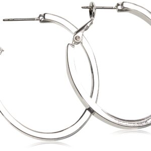 Guess Silvertone Pave Crystal Glass Stone and Light Blue Hoop Earrings